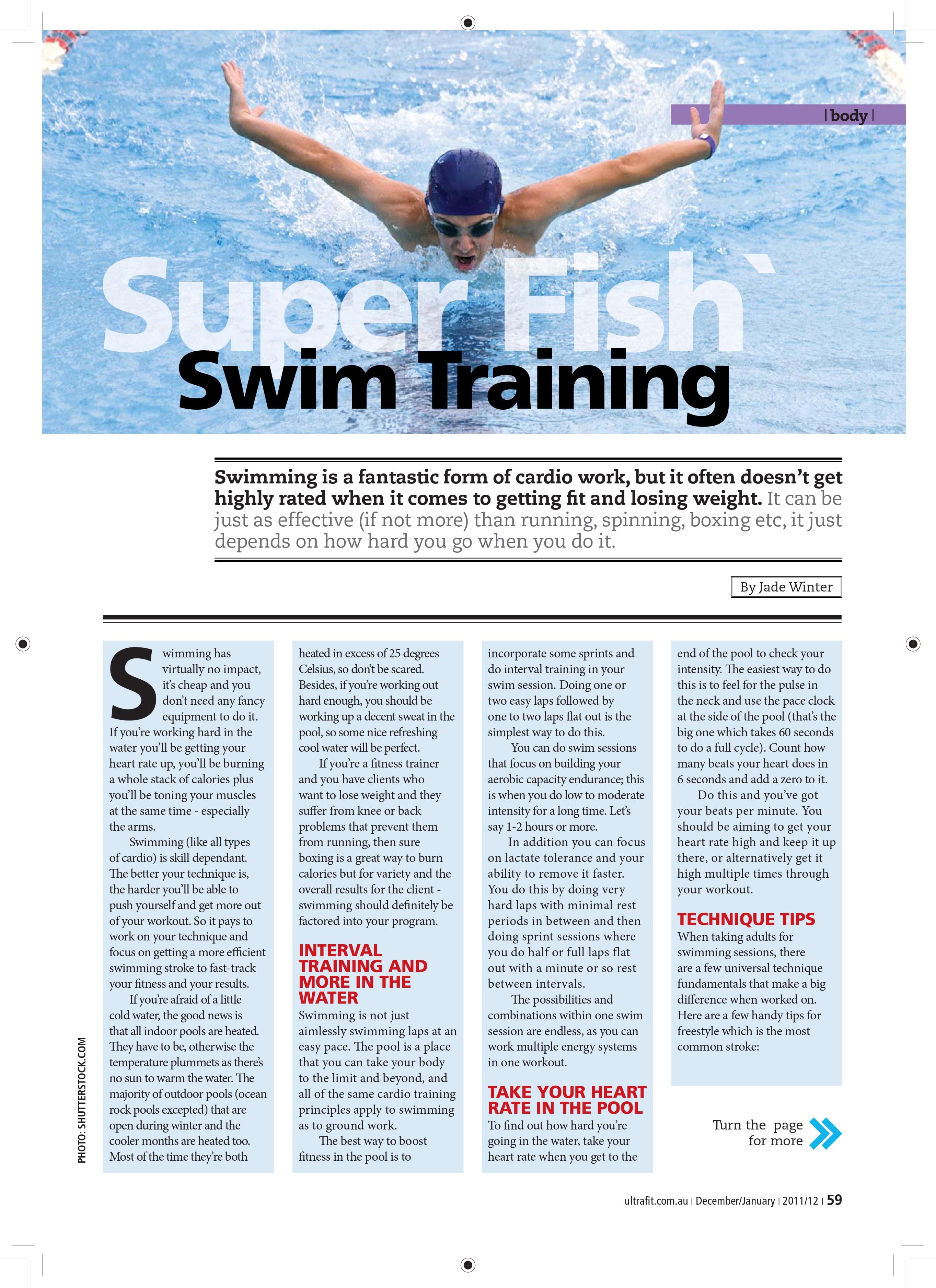 Super Fish Swim Training (from UltraFit Magazine) - Studio Pilates