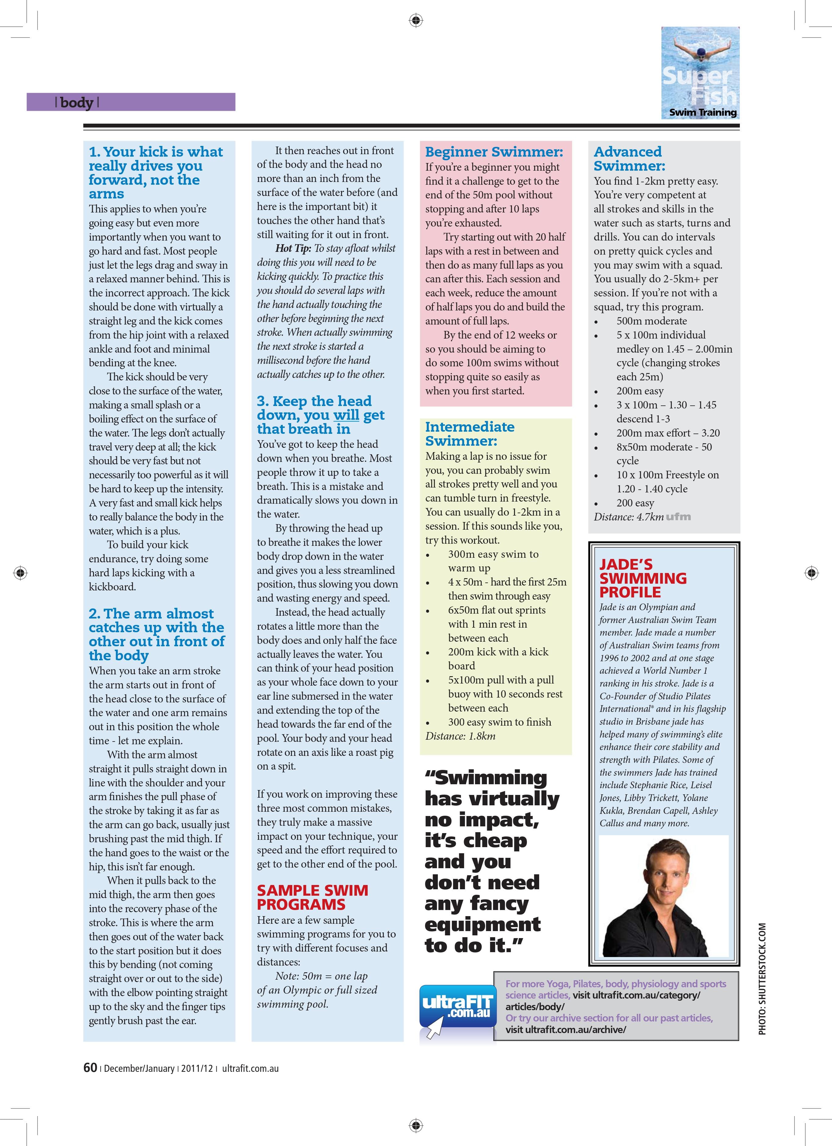 Super Fish Swim Training (from UltraFit Magazine) - Studio Pilates
